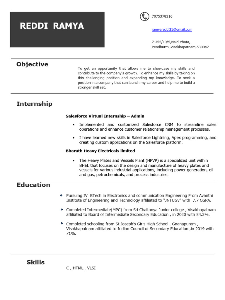 Ramya Resume | PDF