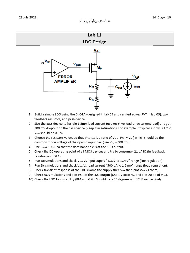 Lab 11 LDO Design | PDF
