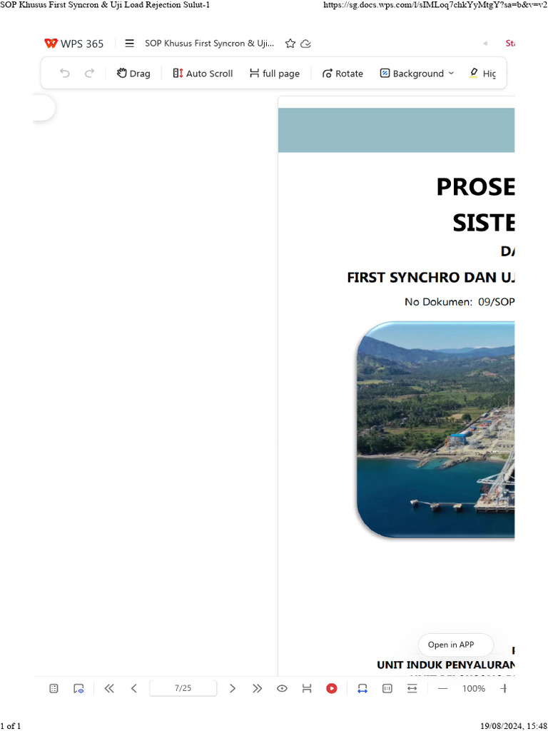 SOP Khusus First Syncron & Uji Load Rejection Sulut-1 | PDF