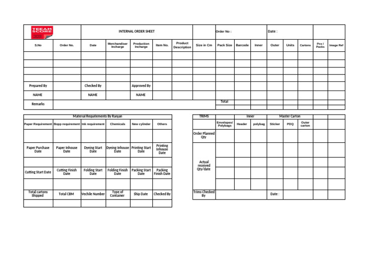 Order Sheet | PDF