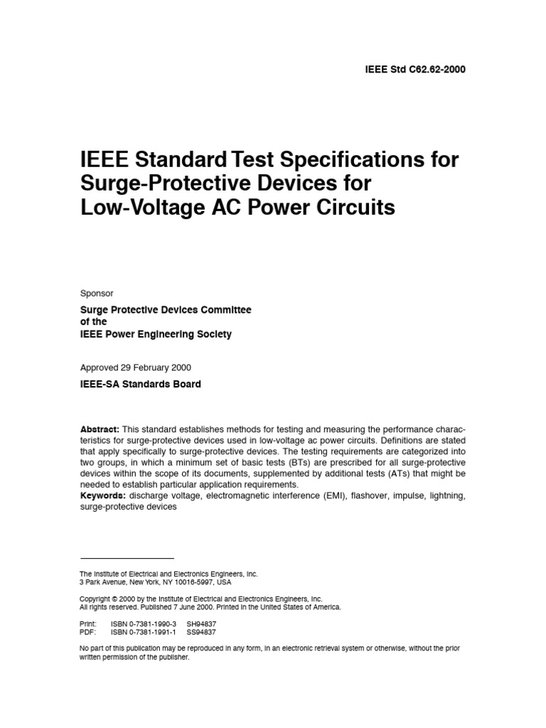 IEEE Standard Test Specifications For Surge-Protective Devices For Low ...