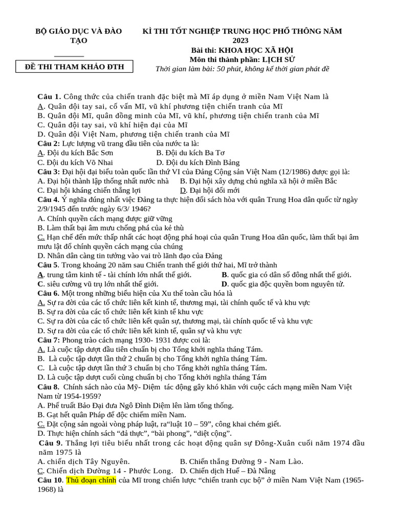 De Thi Tham Khao-Dth | PDF