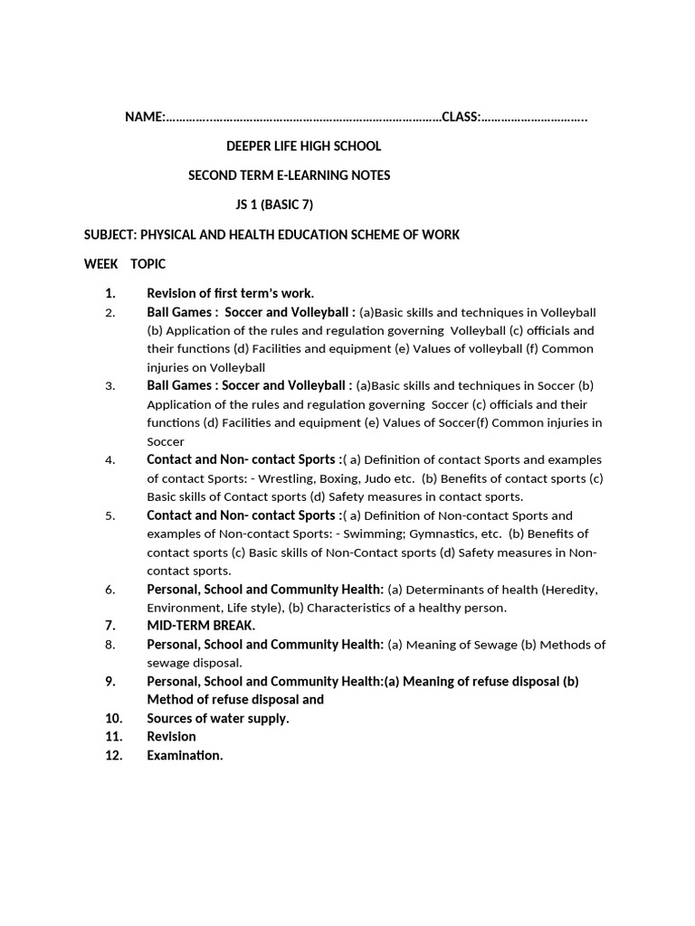 Basic 7 Phe 2nd Term E-Notes | PDF