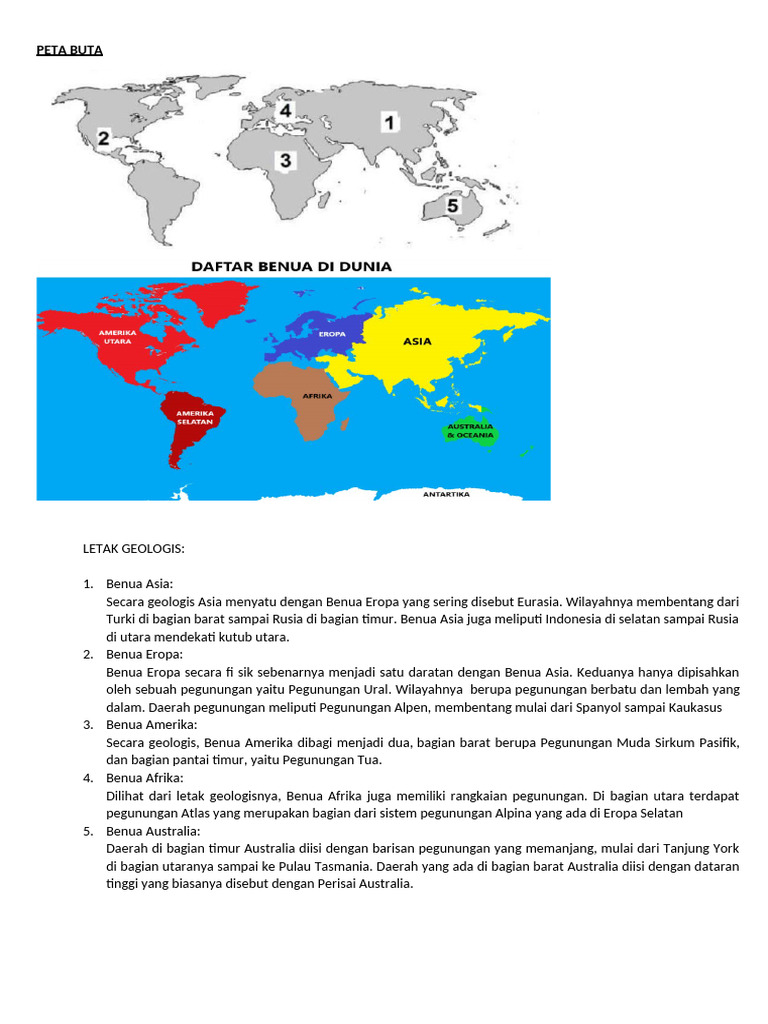 Peta Benua Dan Letak Geologis | PDF