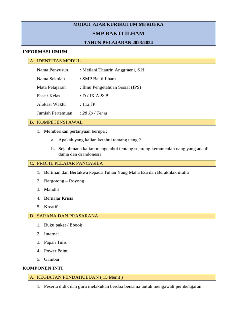 MODUL AJAR - Tema 2 | PDF