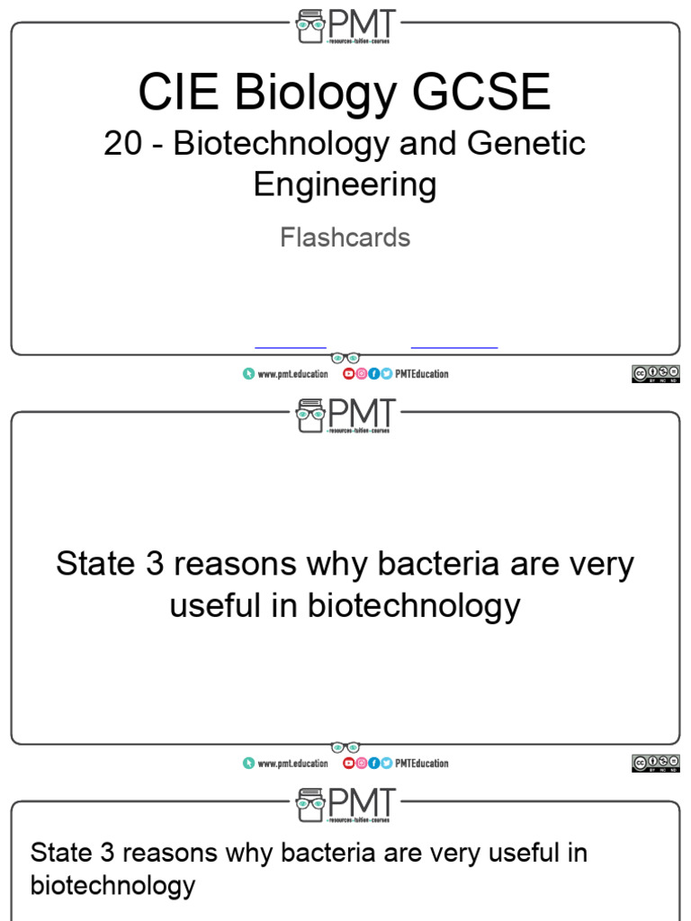 Flashcards - Topic 20 Biotechnology and Genetic Engineering - CAIE Biology IGCSE | PDF