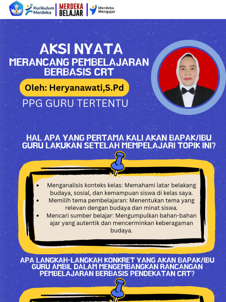 Aksi Nyata Merancang Pembelajaran Berbasis CRT Heryanawati | PDF Aksi Nyata Merancang Pembelajaran Berbasis CRT Heryanawati | PDF