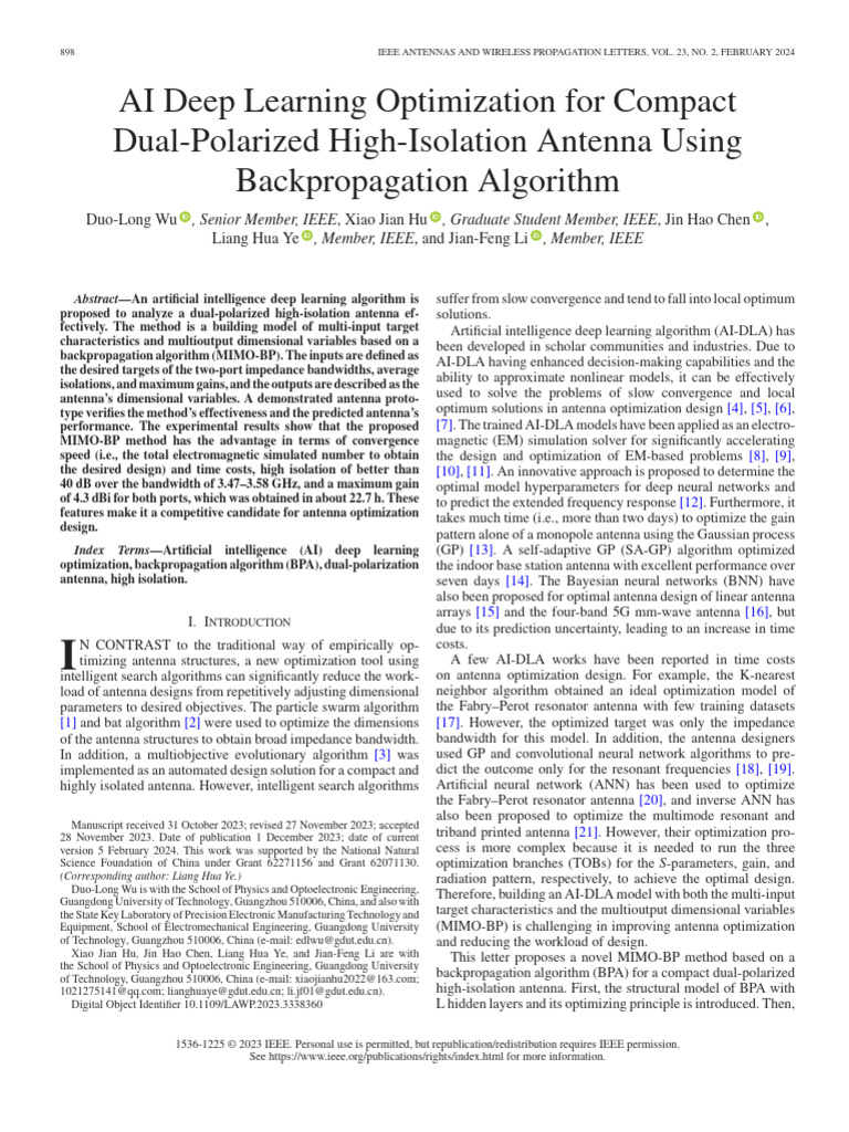 AI Deep Learning Optimization For Compact Dual-Polarized High-Isolation Antenna Using ...