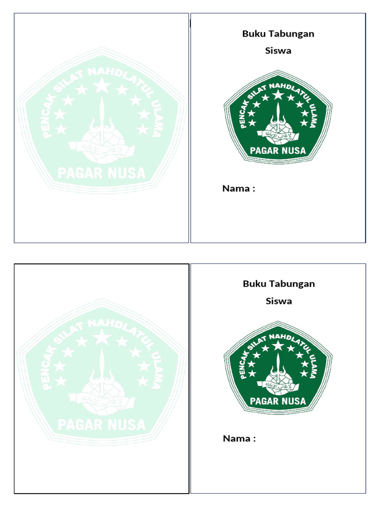 Cover Buku Tabungan Siswa Pagar Nusa | PDF