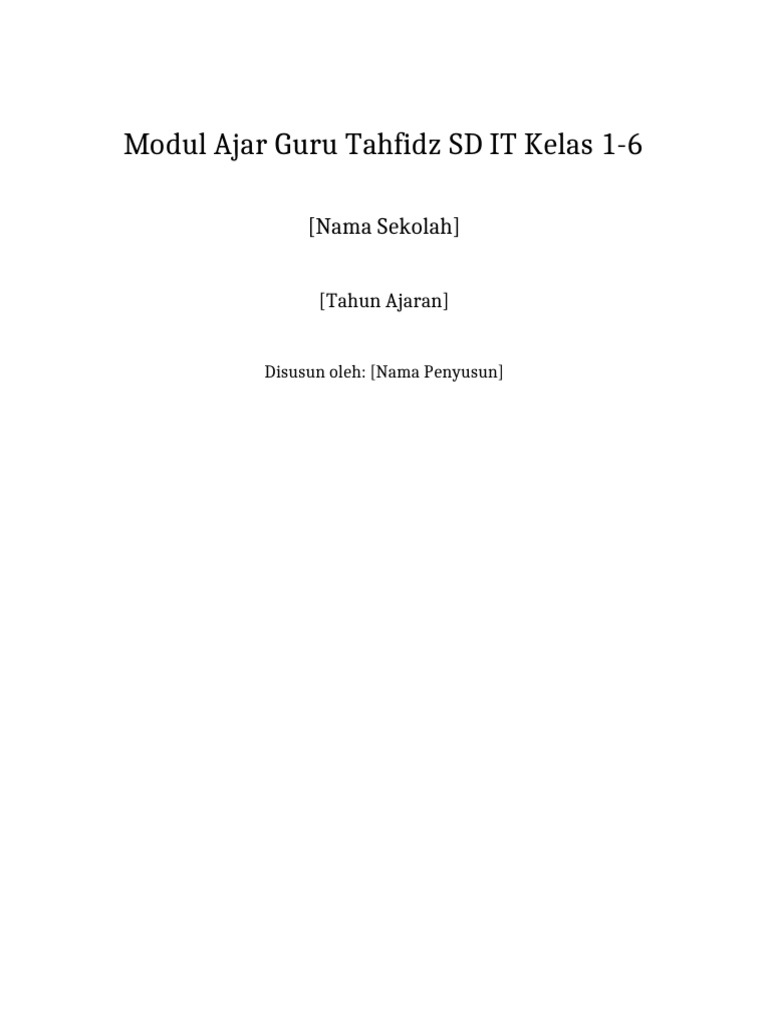 Modul Ajar Guru Tahfidz SD IT | PDF