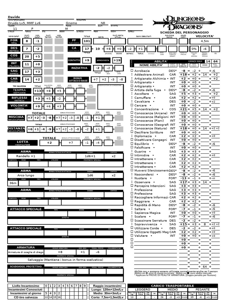 Lv11 Druido-Maestro Delle Molte Forme | PDF