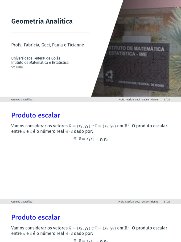 Aula 5 - Produto Escalar e Ngulo Entre Vetores | PDF