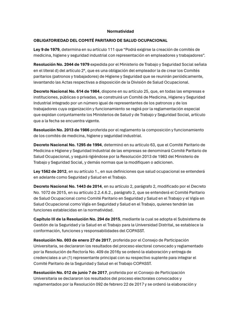 Normativa Comite Paritario | PDF