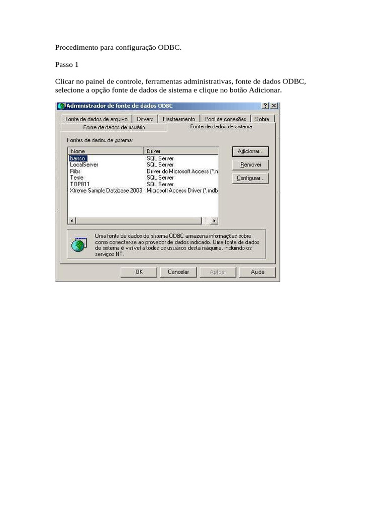 Criacao ODBC | PDF