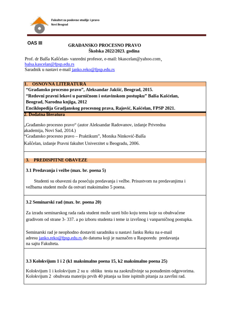 evRsX3fBXvaRkzgQdaea - GRADJANSKO PROCESNO PRAVO - Ispitna Pitanja I Uputstvo Za Sem. Radove ...