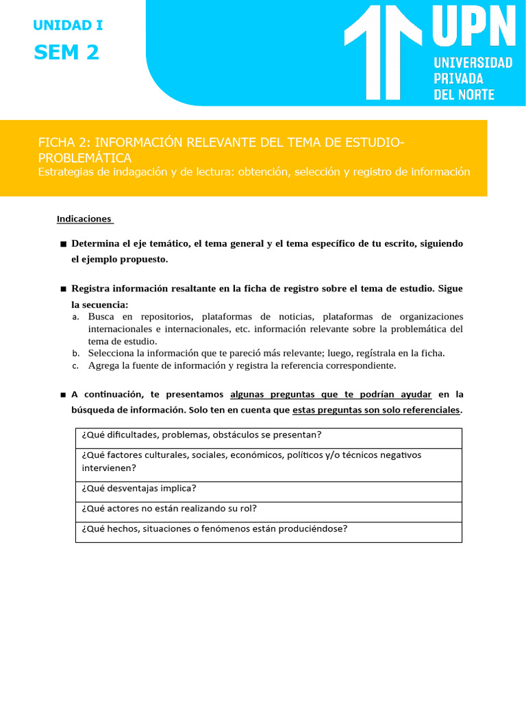 Ficha 2b - Información Relevante Sobre Tema de Estudio-Problemática | PDF