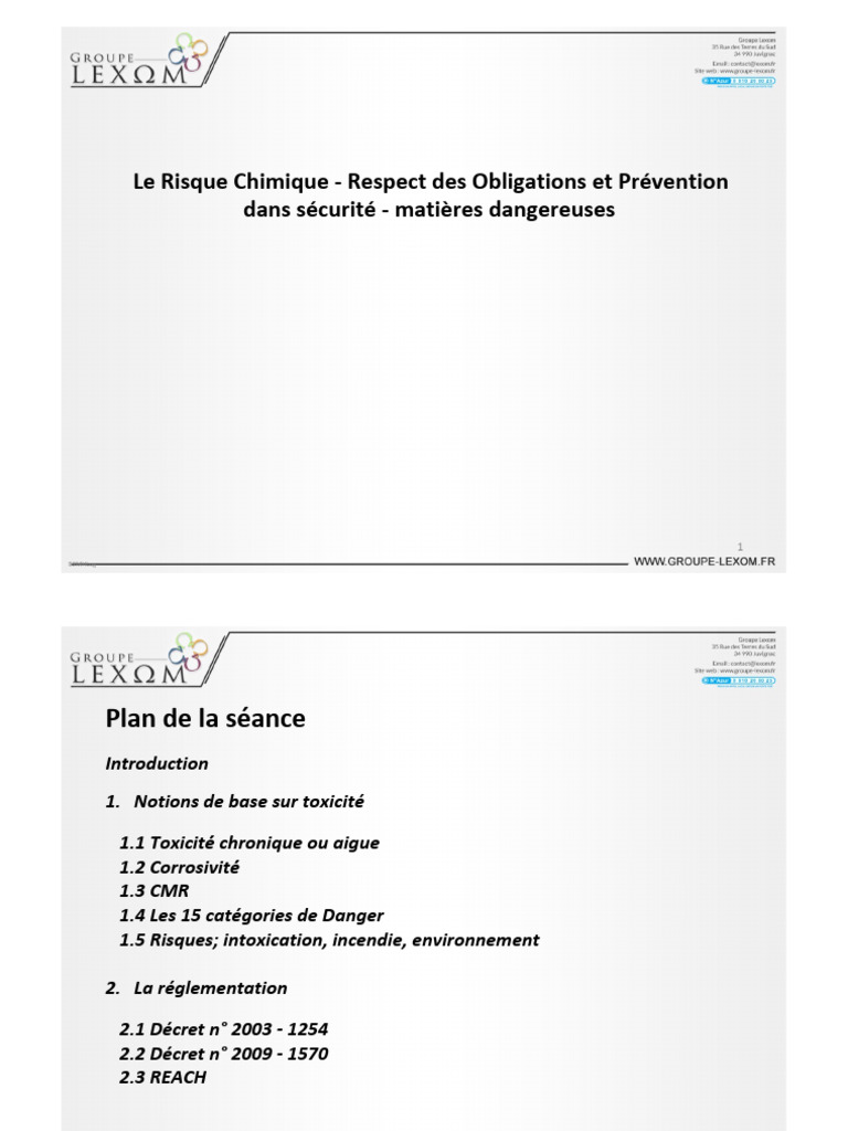 Risque Chimique Et Préventions | PDF