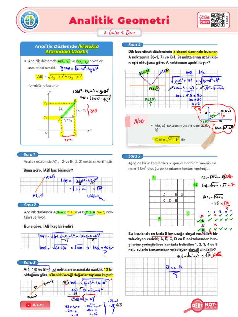 1_DERS_11 SINIF MATBOOK ANALİTİK GEOMETRİ | PDF