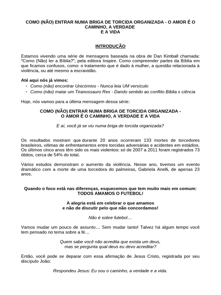 Como Nã o Entrar Numa Briga de Torcida Organizada NL | PDF