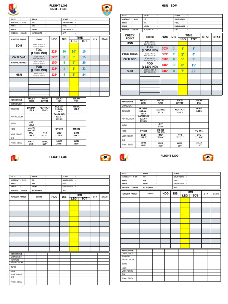 Flight Log Navex Cessna SDM HSN | PDF