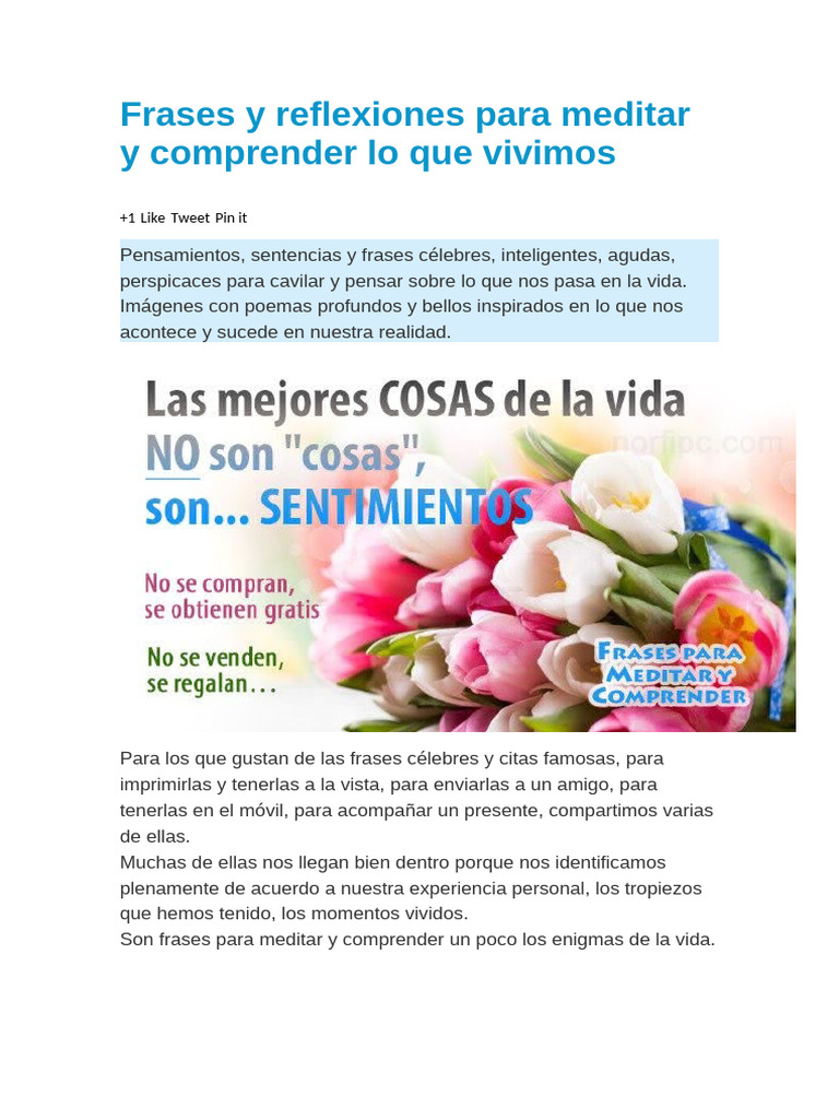 Frases y Reflexiones para Meditar y Comprender Lo Que Vivimos | PDF