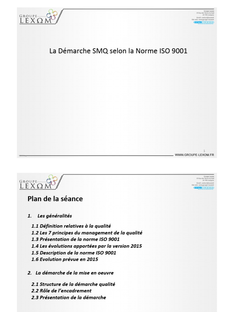 La Démarche SMQ Selon La Norme ISO 9001 | PDF