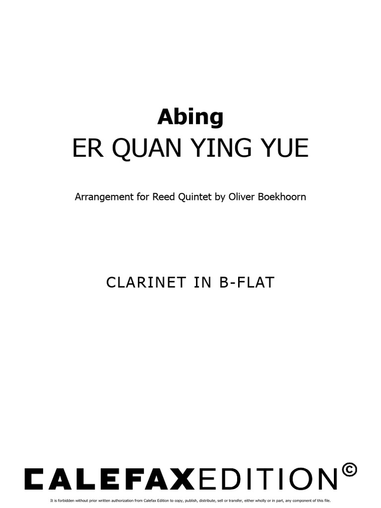 Er Quan Ying Yue Clarinet in B Flat | PDF