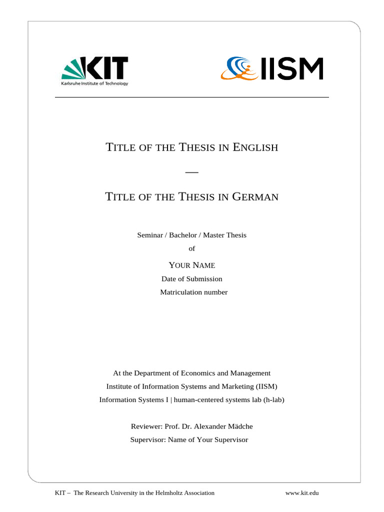 H-Lab Bachelor-Master-Seminar Thesis Template (Word) | PDF
