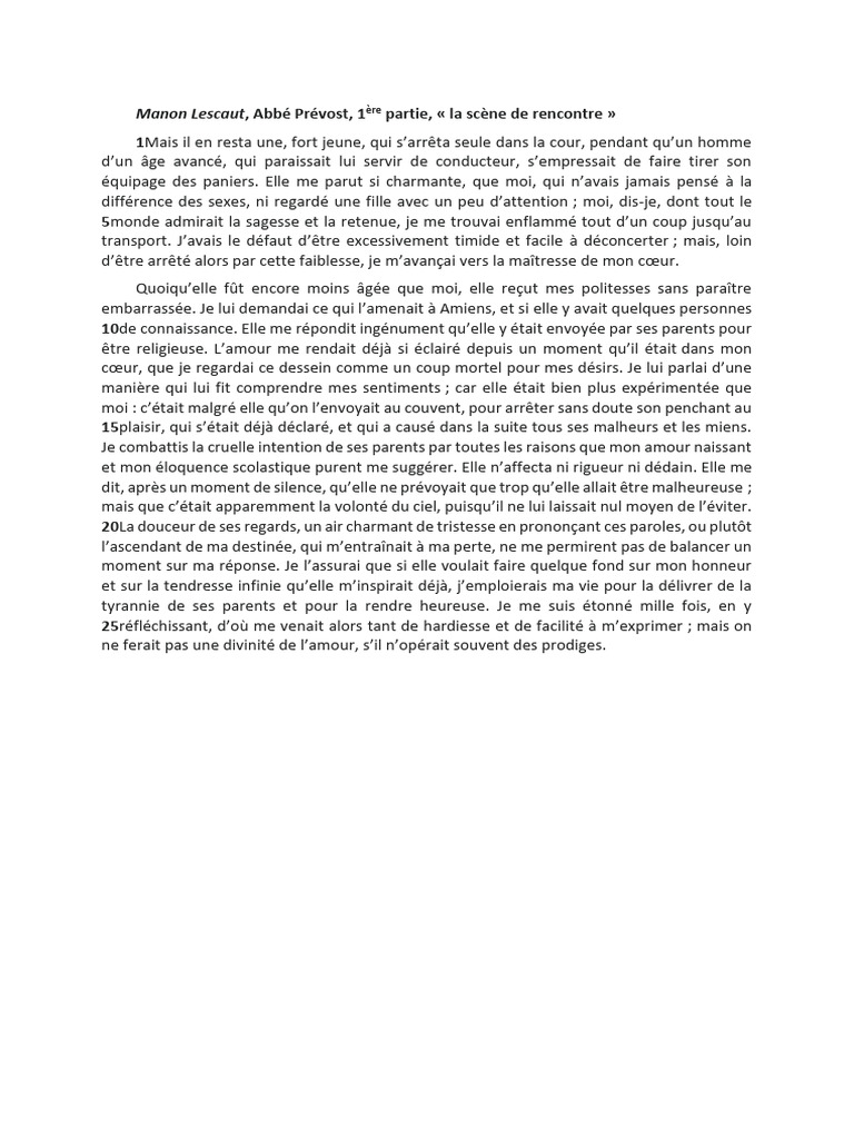 Manon Lescaut Texte 1 | PDF