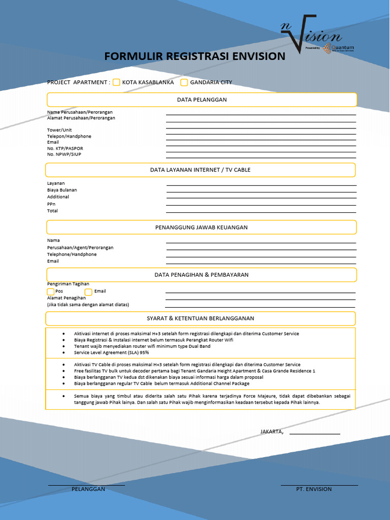 Form Regitrasi Envision Casagrander Residance | PDF
