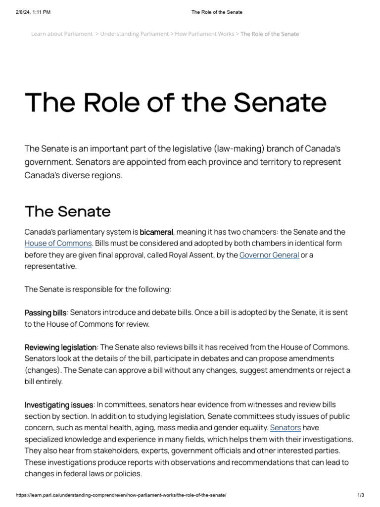 The Role of The Senate | PDF