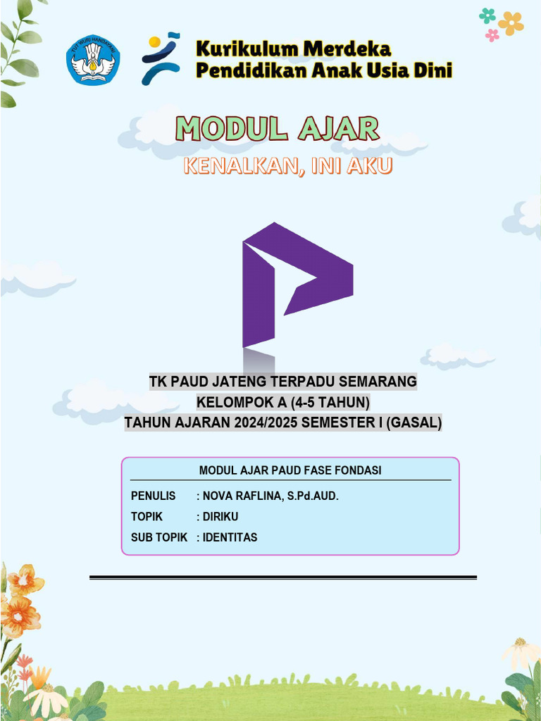 Modul_Ajar_TK_A_2024_2025_Smt1_01_Kenalkan | PDF