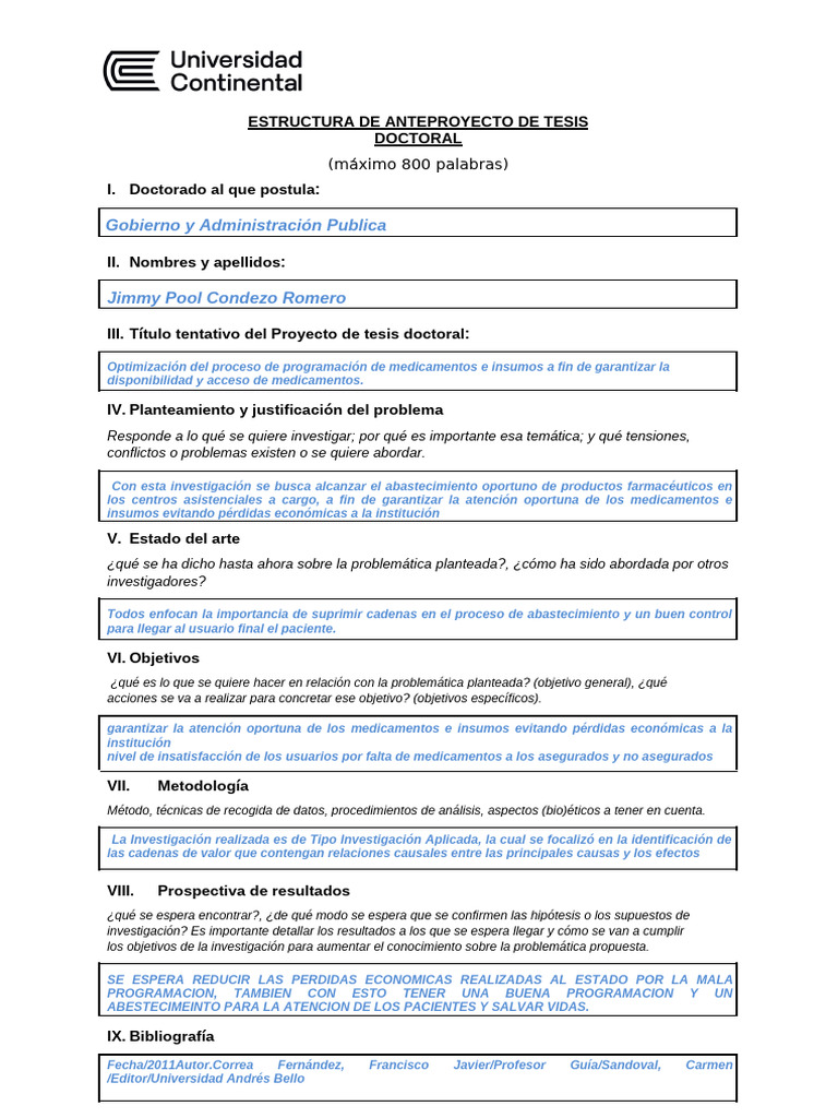 Estructura de Anteproyecto de Tesis Doctoral (1) - 23.01.2024 | PDF