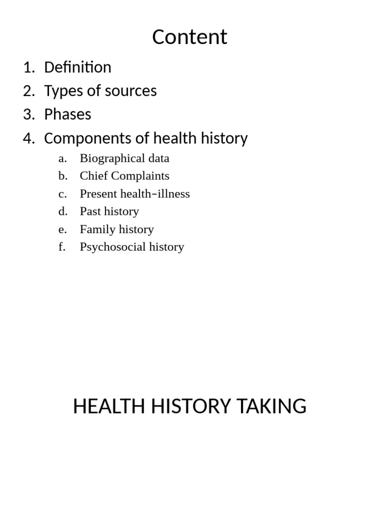Health History Taking | PDF