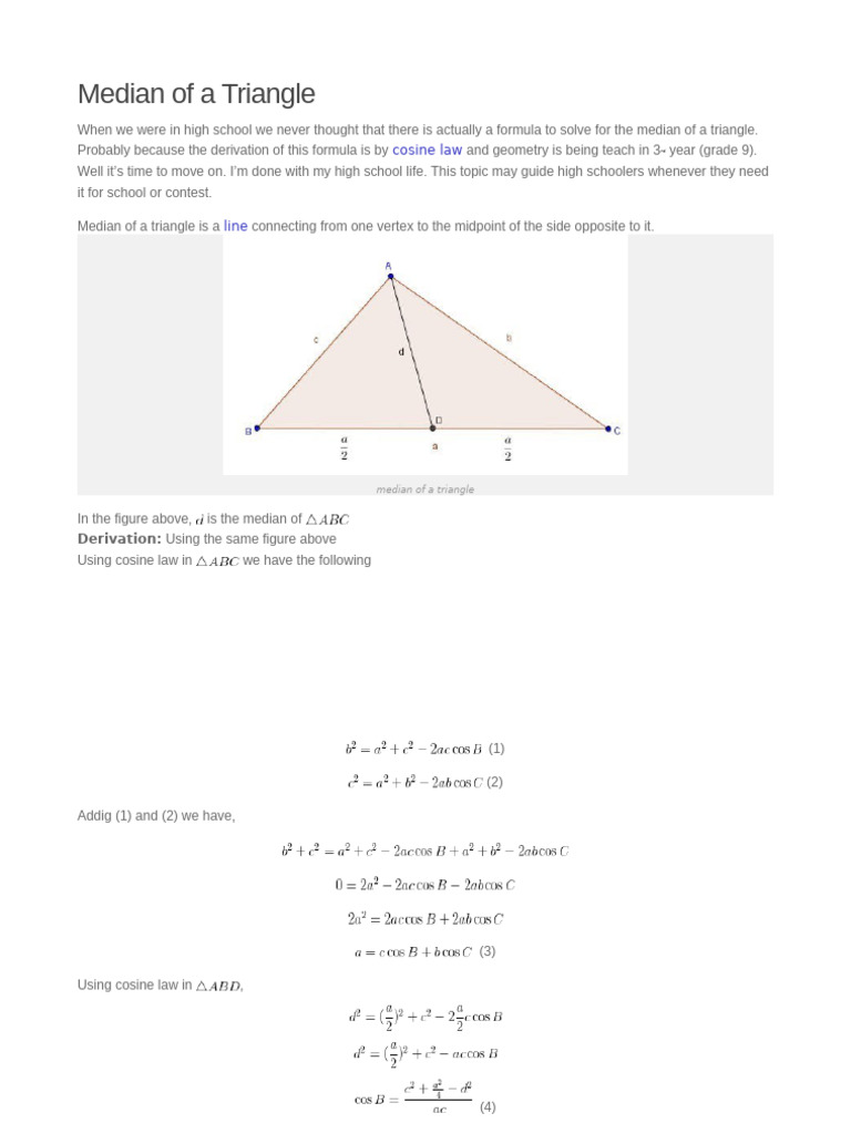 Median of A Triangle | PDF