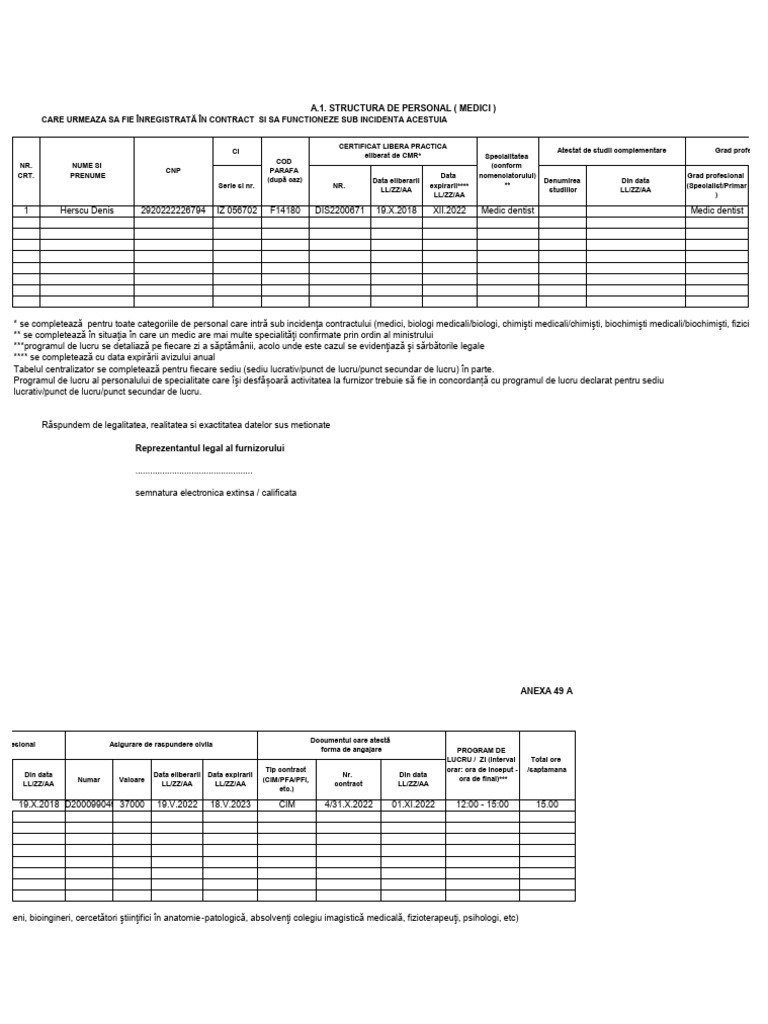 Tabel - Anexa 49A | PDF