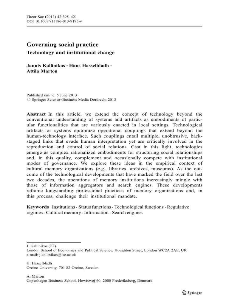 Kallinikos (2013) (See Book First) | PDF