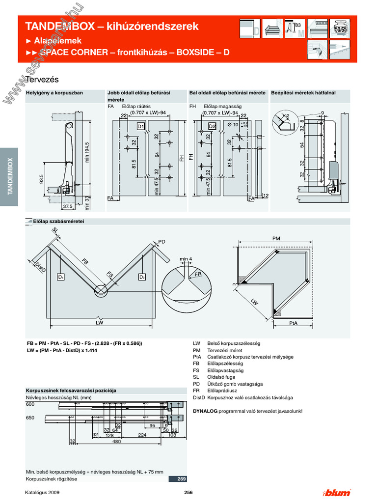 Blum Tandembox Space Corner D Méretezés | PDF