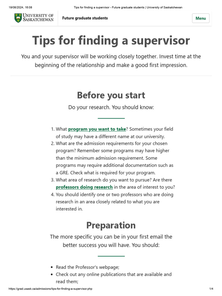 Tips For Finding A Supervisor - Future Graduate Students - University ...