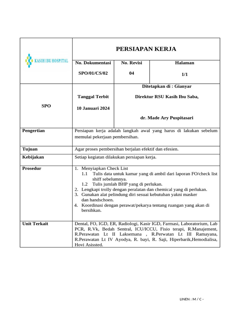 SPO 2.persiapan Kerja | PDF