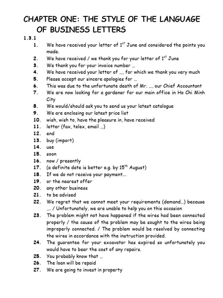 Business Correspondence in English - KEY TO EXERCISES 1 | PDF