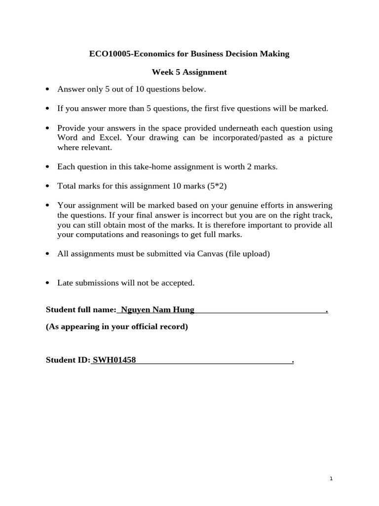 Week 5 Take Home Assignment Questions Semester 2 2023 2 Pdf 