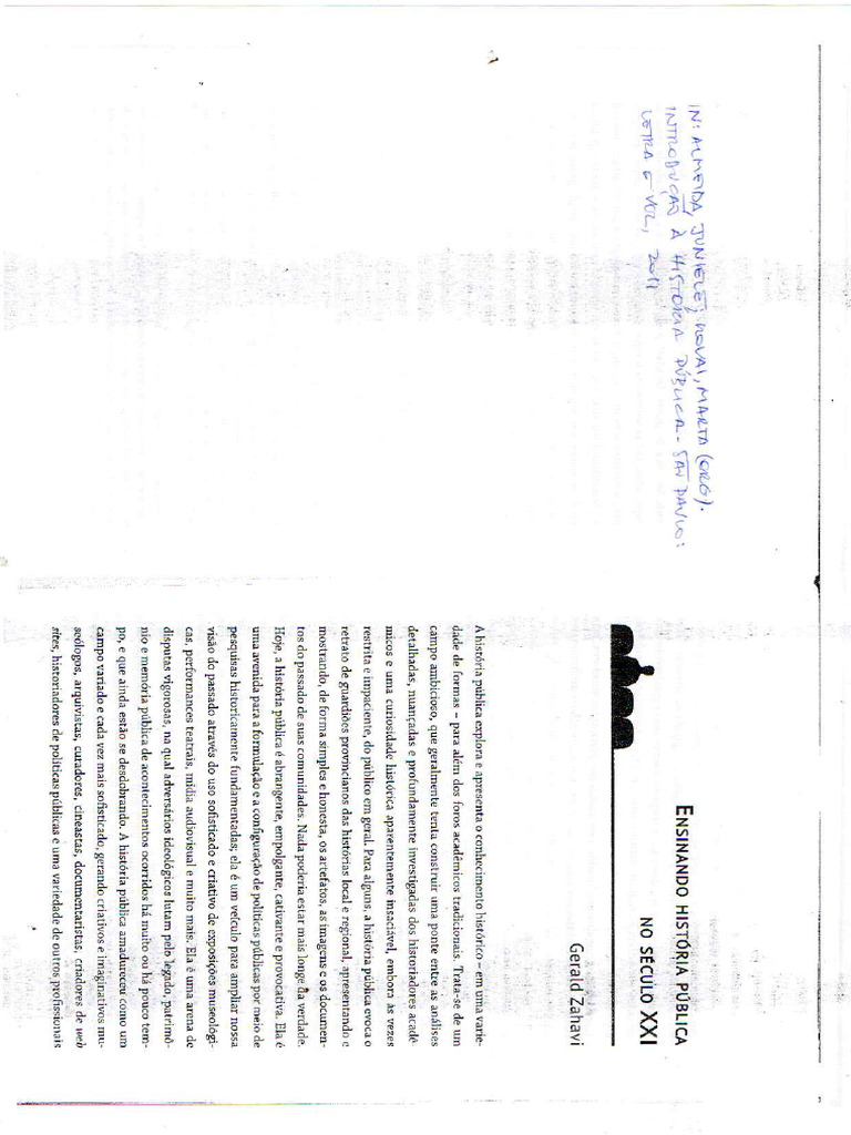 Gerald Zahavi - Ensinando Hist Pública No Sec XXI | PDF