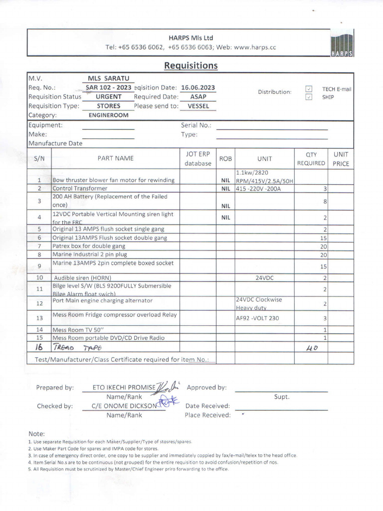 Electrical Requisition | PDF