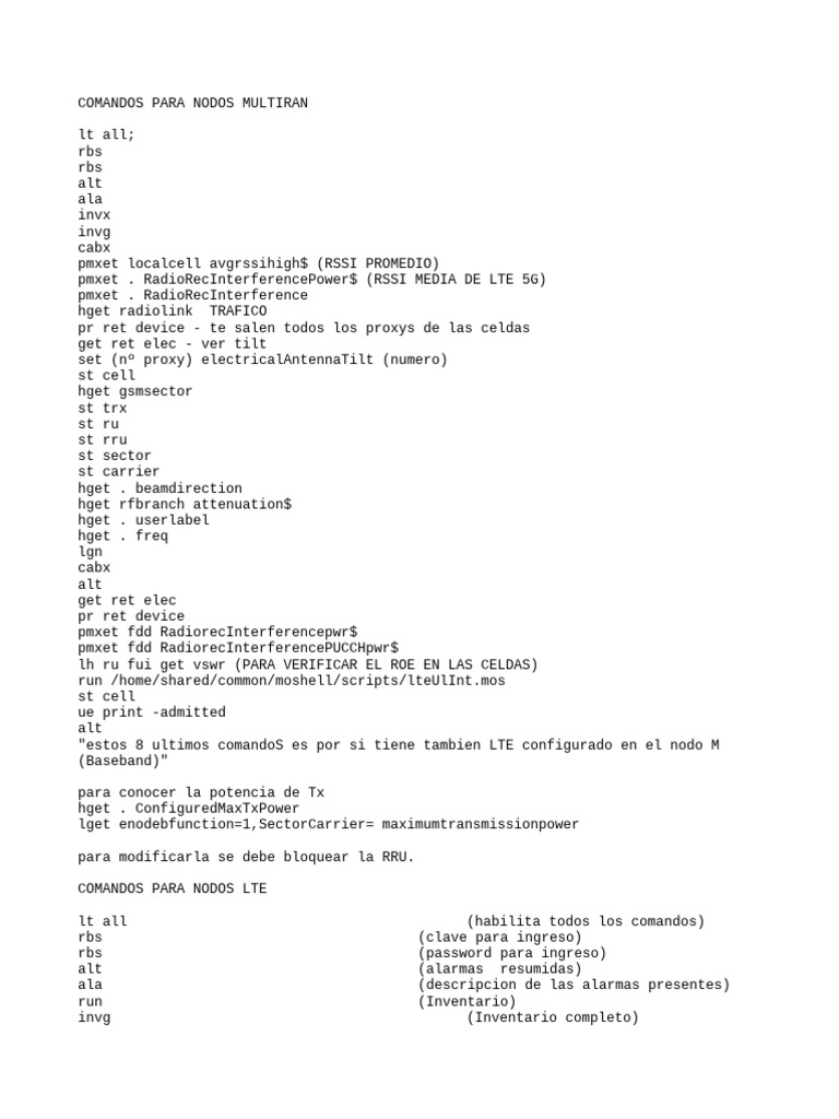 Comandos | PDF | Telecomunicaciones | Informática