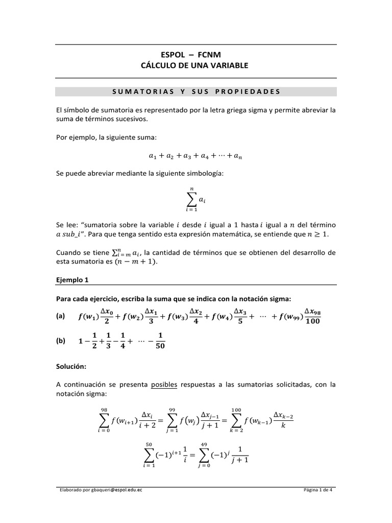 2024 I PAO CUV Clase 14 1 Sumatorias y Sus Propiedades | PDF