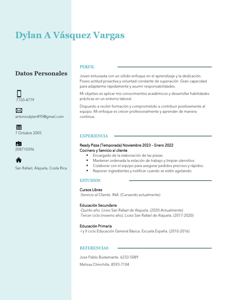 Dylan Vasquez CV 1 | PDF
