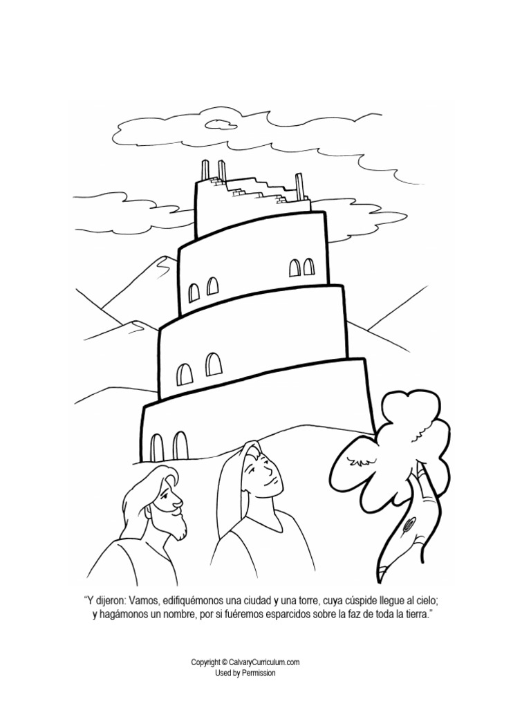 Tower of Babel Spanish Coloring Page | PDF