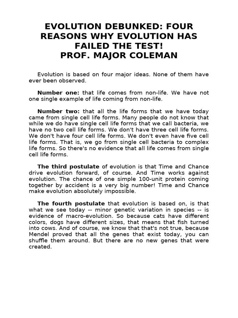 Evolution Debunked: Four Key Failures | PDF