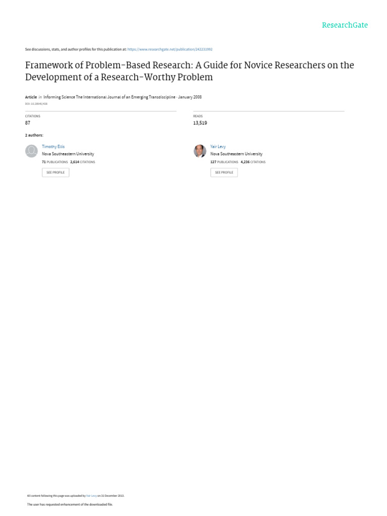 Framework of Problem-Based Research A Guide For No | PDF